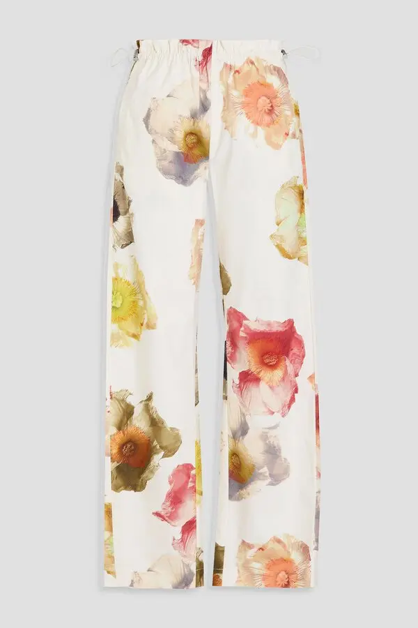 Stine Goya Carola Floral-print Cotton-twill Pants - Ivory