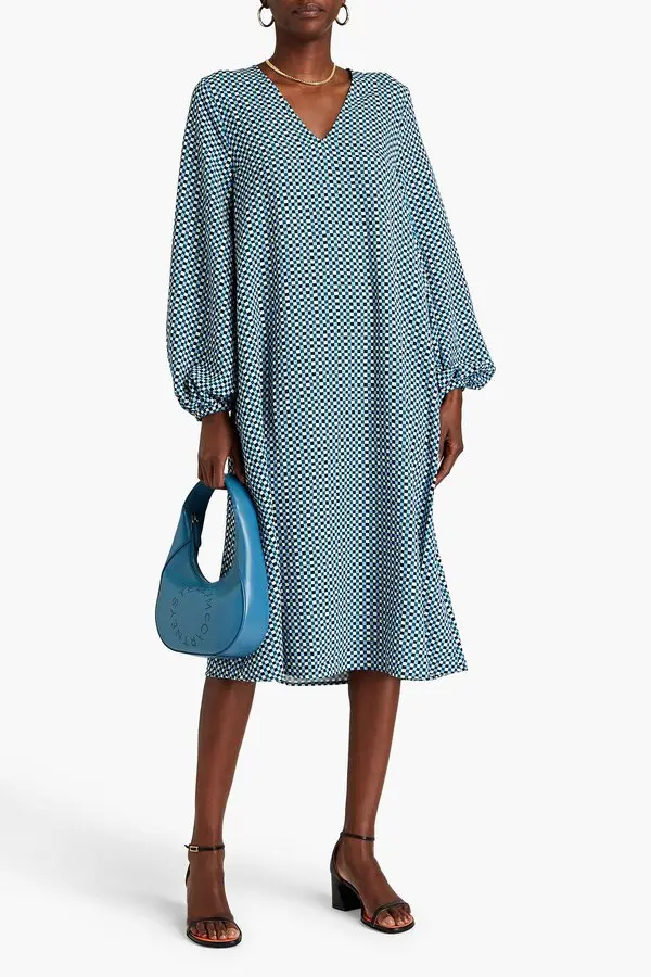 Stine Goya Printed Stretch-seersucker Midi Dress