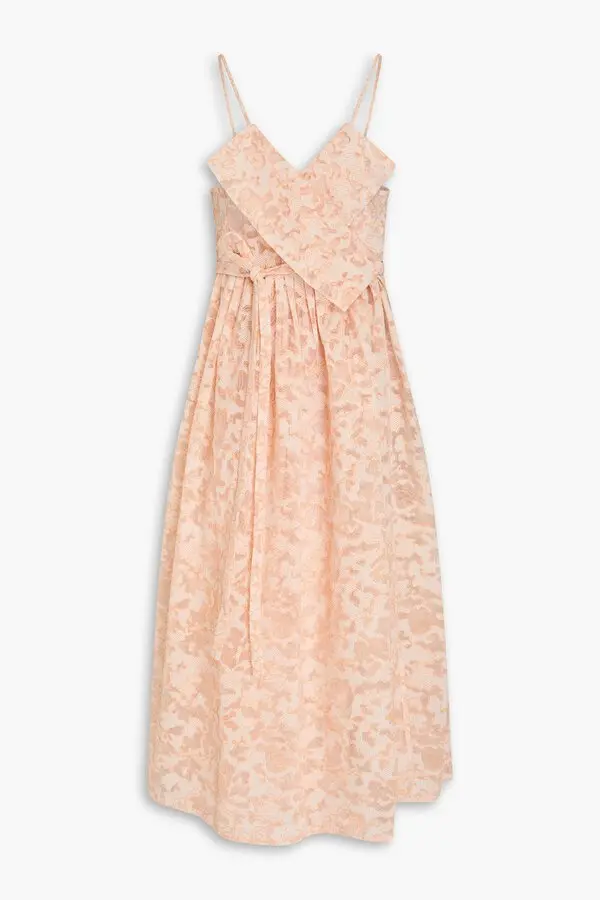 Stine Goya Lilian Embroidered Organza Midi Wrap Dress - Blush