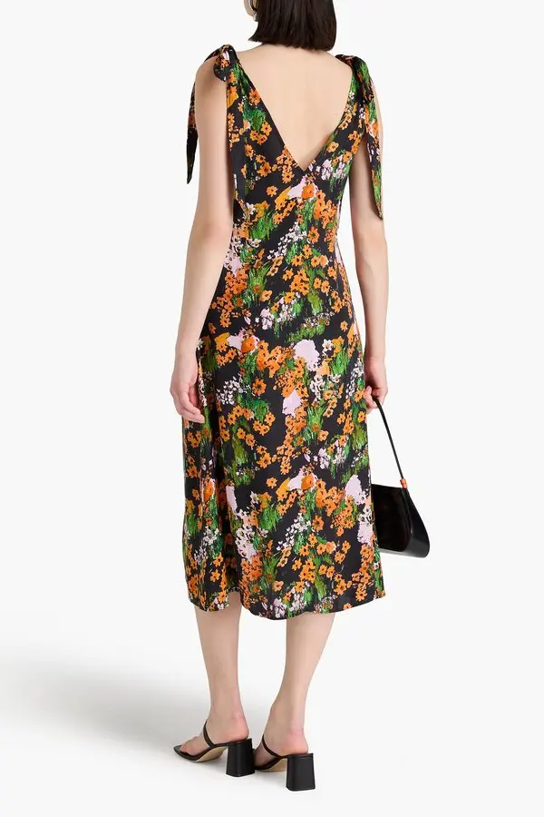Stine Goya Naima Floral-print Tencel™-blend Satin-crepe Midi Dress