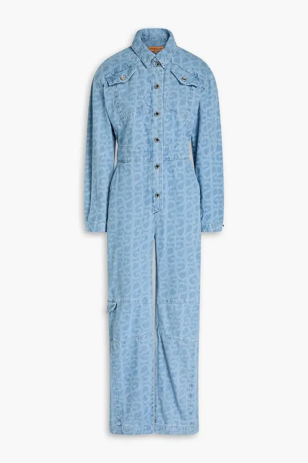 Stine Goya Louisiana Printed Denim Jumpsuit - Light Denim