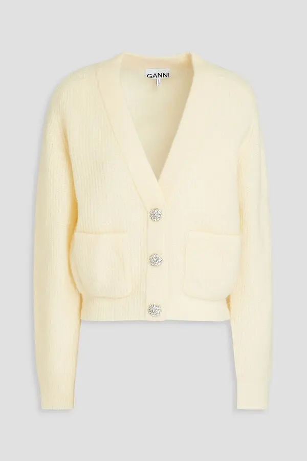 GANNI Ribbed-knit Cardigan - Cream