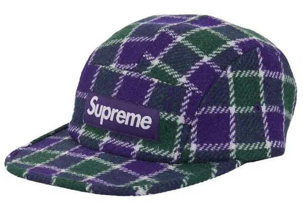 Supreme Harris Tweed Camp Cap - Green Plaid