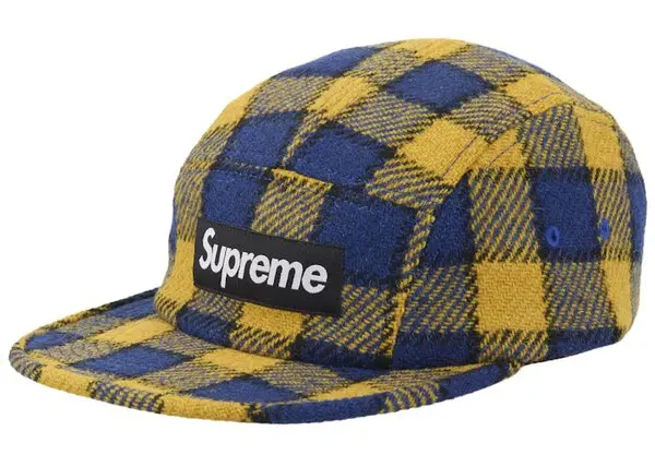 Supreme Harris Tweed Camp Cap - Yellow Plaid
