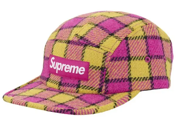 Supreme Harris Tweed Camp Cap - Pink Plaid