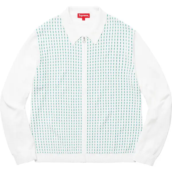 トップス Supreme dashes zip up knit polo Supreme Dashes Zip Up Knit Polo Shirt - White | Editorialist