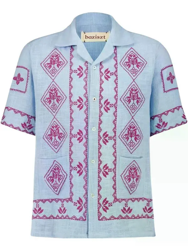 BAZISZT Embroidery Shirt - Blue