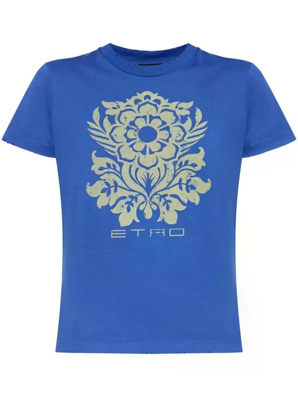 Etro Flower-print T-shirt - Blue
