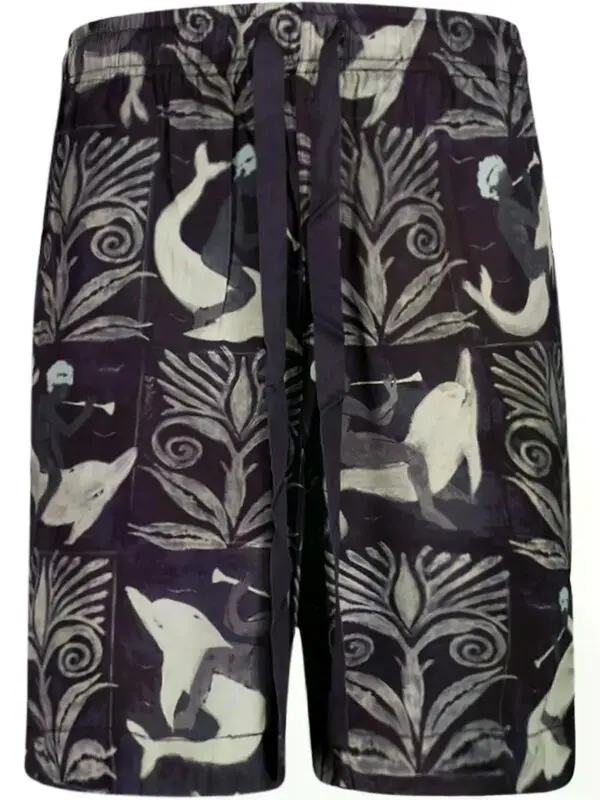 Commas Graphic-print Shorts - Black