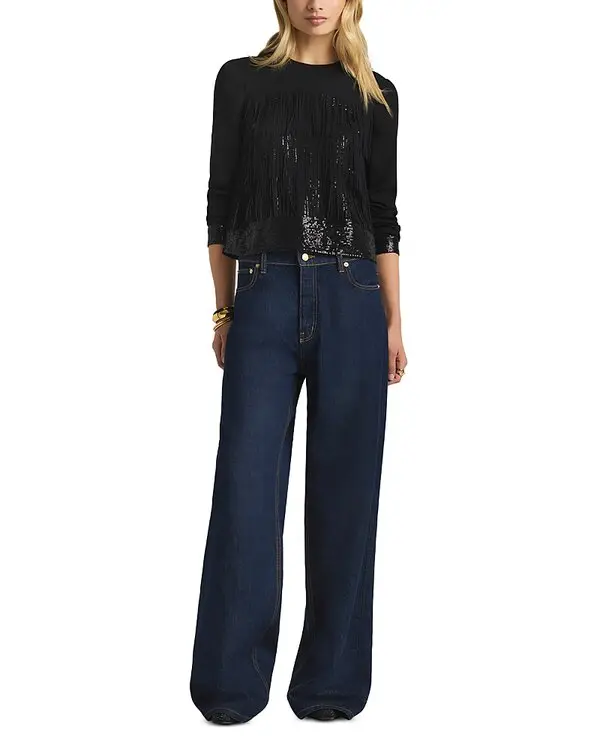 St. John Sequined Fringed Blouse