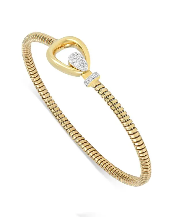 ALBERTO MILANI 18k Yellow Tubogas Bangle With Diamond Accents - Gold