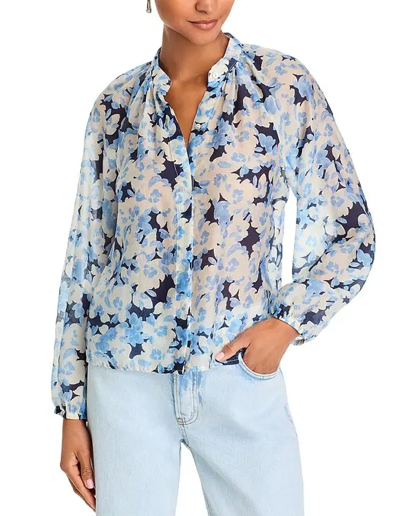 Bella Dahl Floral Print Shirred Collar Blouse