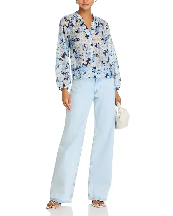 Bella Dahl Floral Print Shirred Collar Blouse