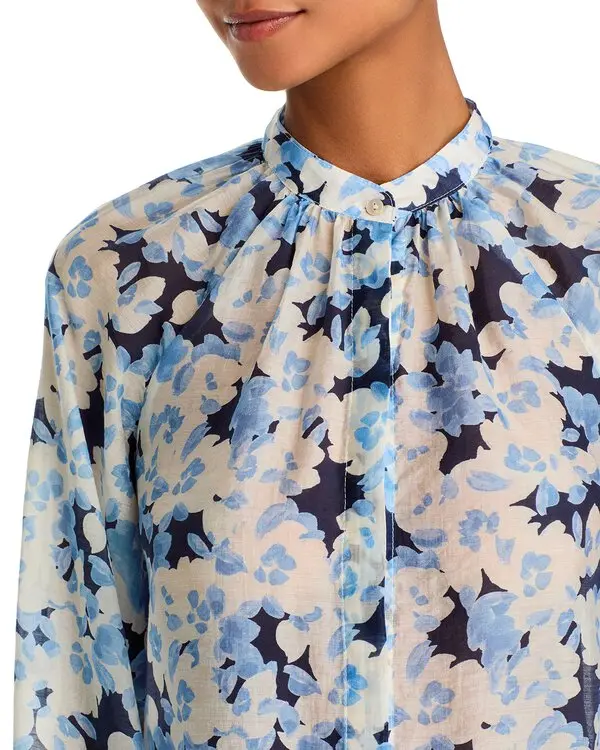 Bella Dahl Floral Print Shirred Collar Blouse