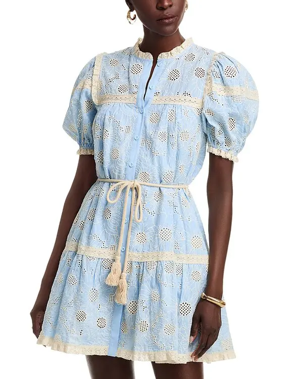 STELLAH Button Down Mini Dress - Sky