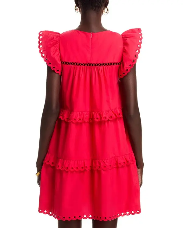 STELLAH Eyelet Trim Mini Shift Dress
