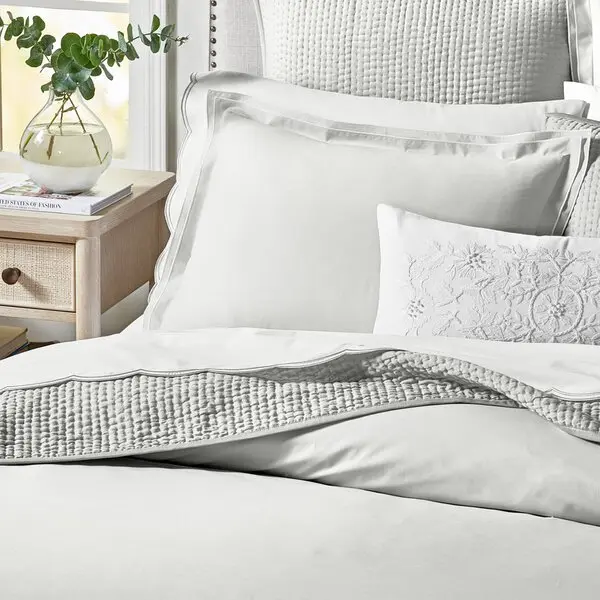SKY Tipped Double Flange Percale Duvet Cover Set, King Exclusive - Grey