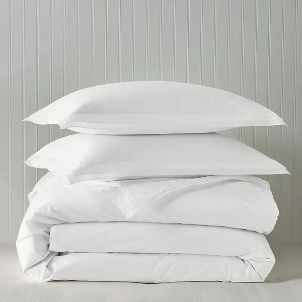 SKY Tipped Double Flange Percale Duvet Cover Set, King Exclusive - White