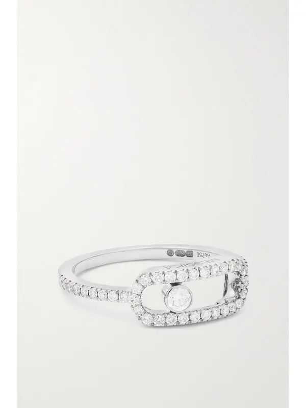Messika Move Uno 18-karat White Gold Diamond Ring - Silver