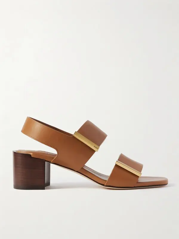 TOD'S Leather Slingback Sandals - Brown