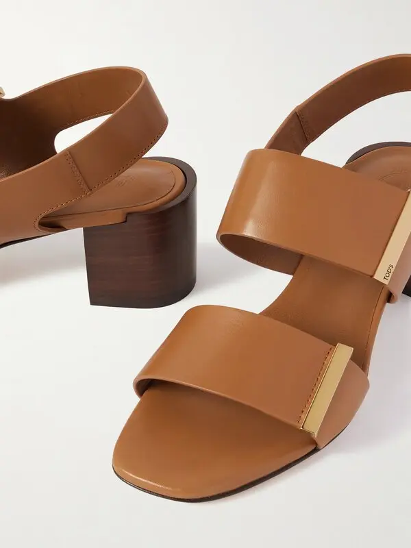 TOD'S Leather Slingback Sandals - Brown