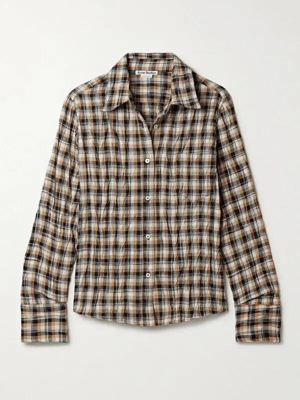 Acne Studios Checked Crinkled-twill Shirt