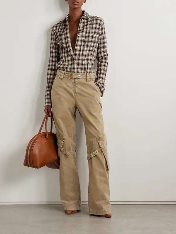 Acne Studios Checked Crinkled-twill Shirt