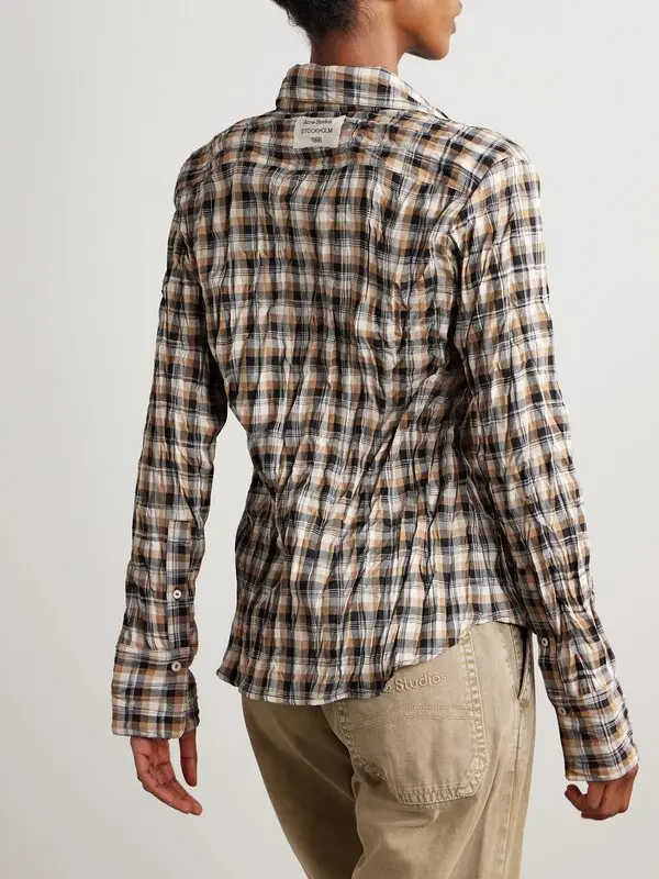 Acne Studios Checked Crinkled-twill Shirt