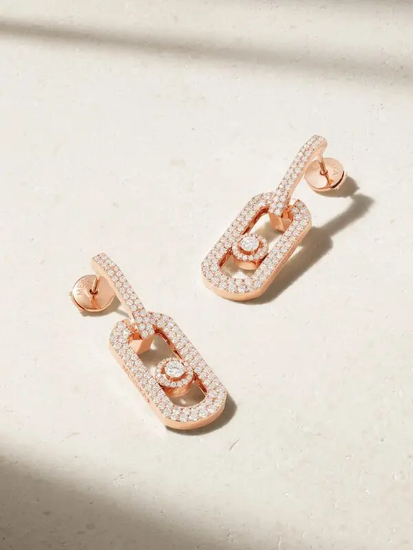 Messika So Move Xl 18-karat Rose Diamond Earrings - Gold