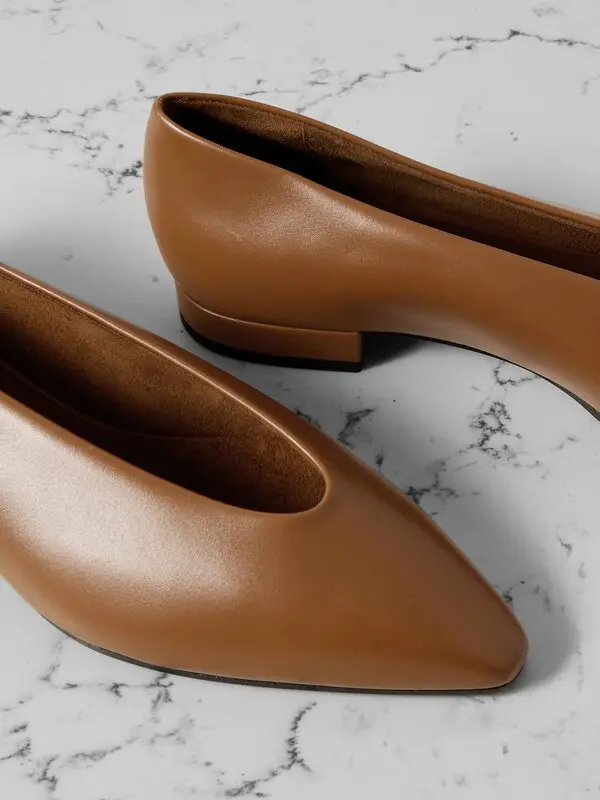 Loro Piana Rebecca Leather Point-toe Flats