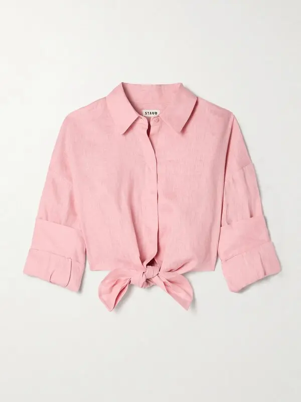 Staud Lisa Cropped Linen Top