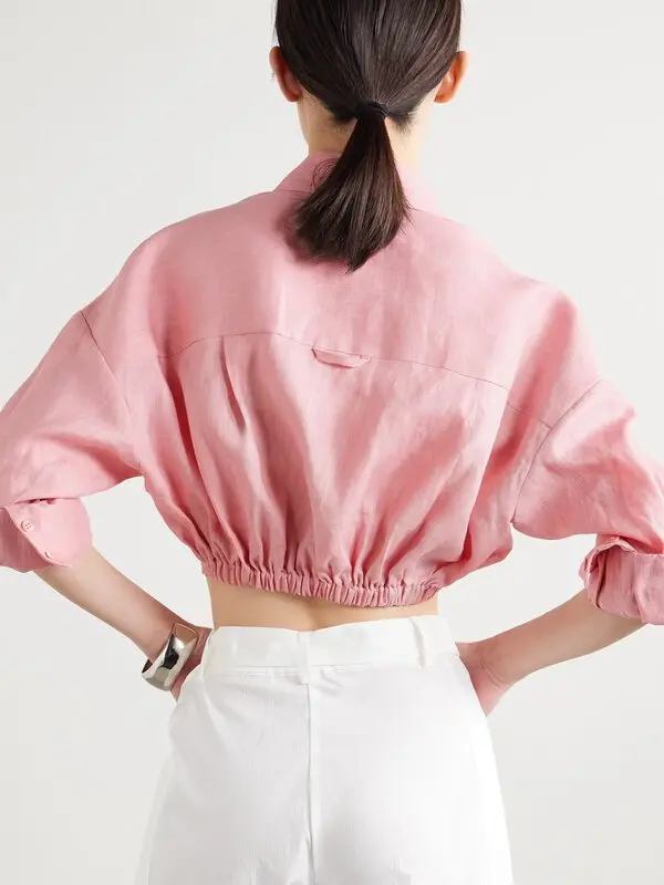 Staud Lisa Cropped Linen Top