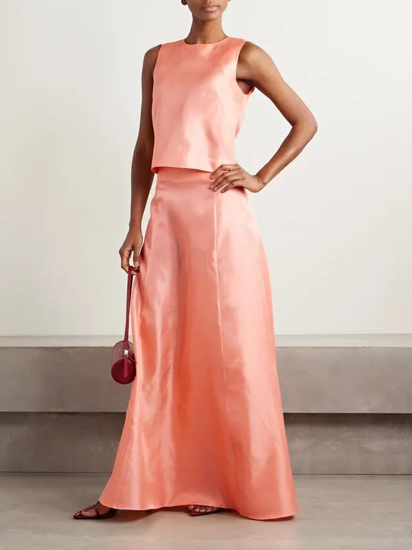 Staud Vincenzo Silk-dupioni Maxi Skirt
