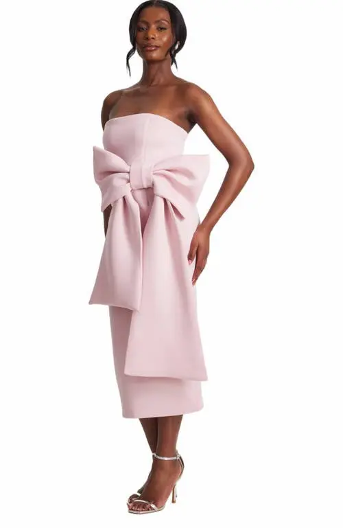QUIZ Strapless Bow Detail Maxi Dress - Pale Pink