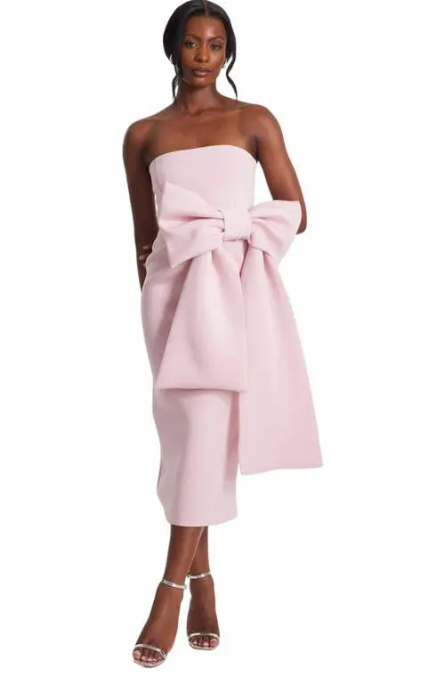 QUIZ Strapless Bow Detail Maxi Dress - Pale Pink