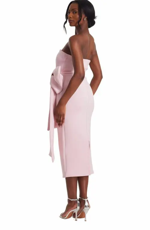 QUIZ Strapless Bow Detail Maxi Dress - Pale Pink