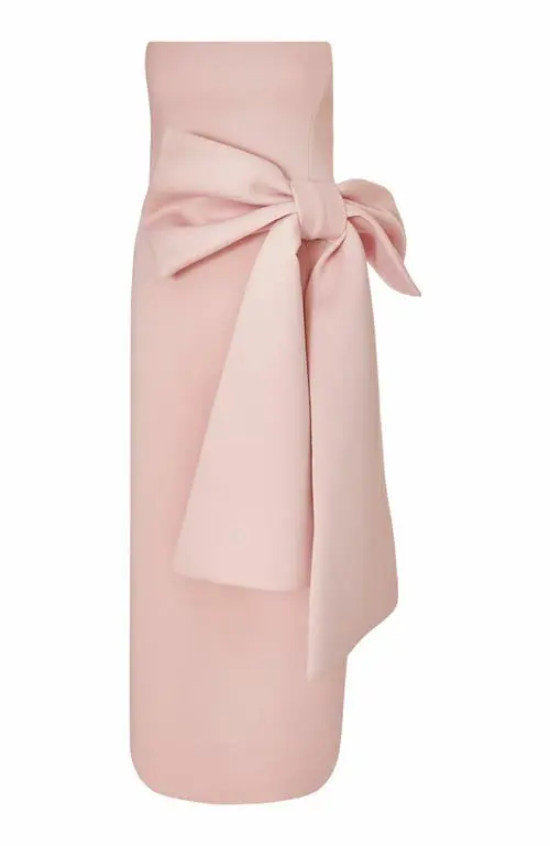 QUIZ Strapless Bow Detail Maxi Dress - Pale Pink