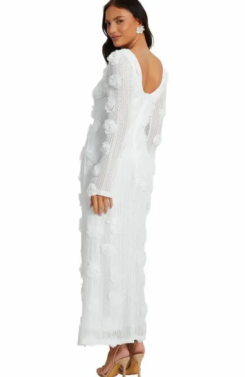 Quiz 3d Floral Knit Maxi Dress In White - 30% Off | Editorialist