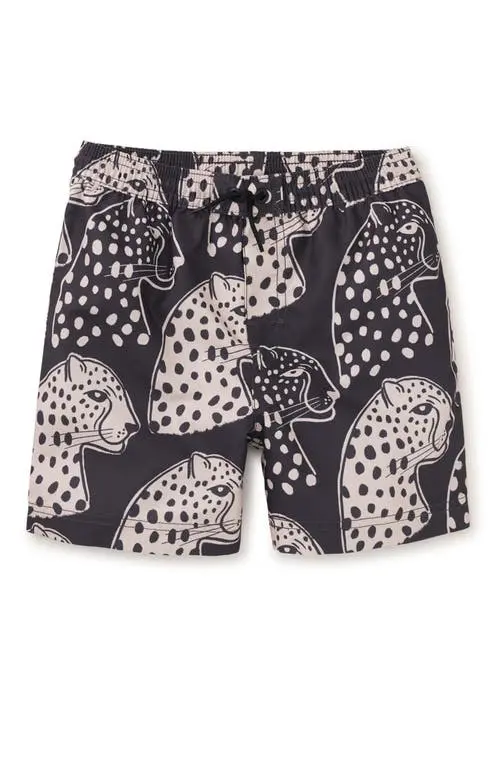 TEA COLLECTION Printed Mid-length Swim Trunks - Block Print Jaguar
