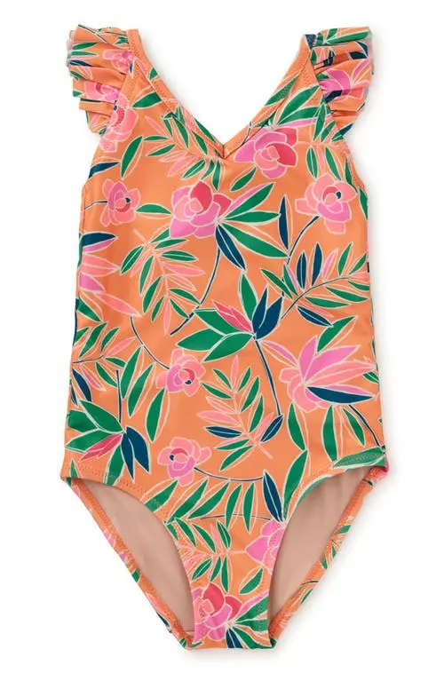 TEA COLLECTION Ruffle One-piece Swimsuit - Tropical Gardenias