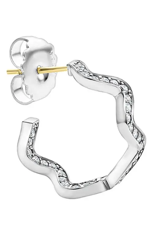 Lagos Caviar Spark Diamond Wave Hoop Earrings