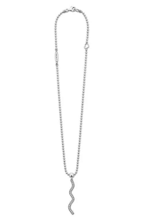 Lagos Caviar Spark Diamond Wave Pendant Necklace - Silver
