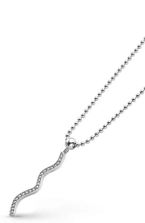 Lagos Caviar Spark Diamond Wave Pendant Necklace