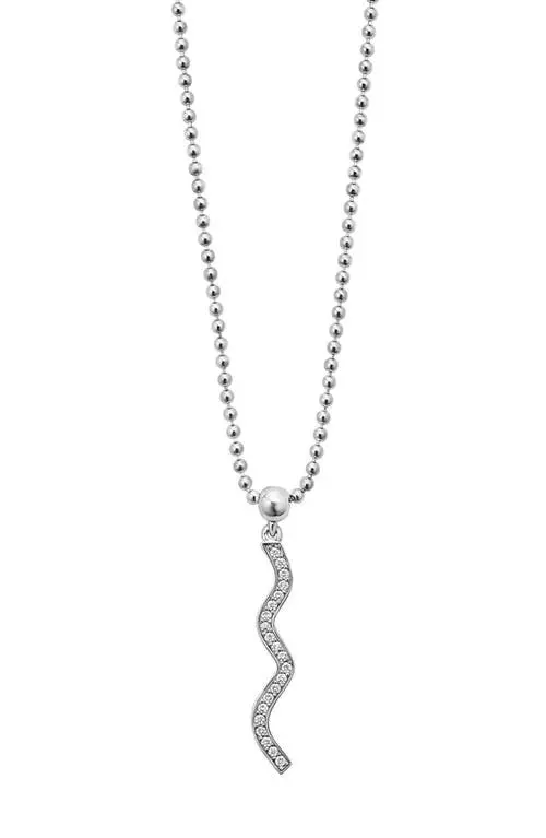 Lagos Caviar Spark Diamond Wave Pendant Necklace