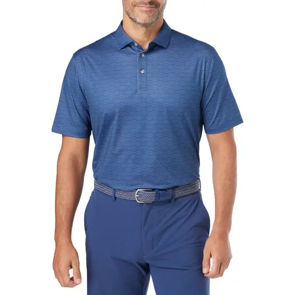 FAIR HARBOR Compass Print Polo - Blue Waves