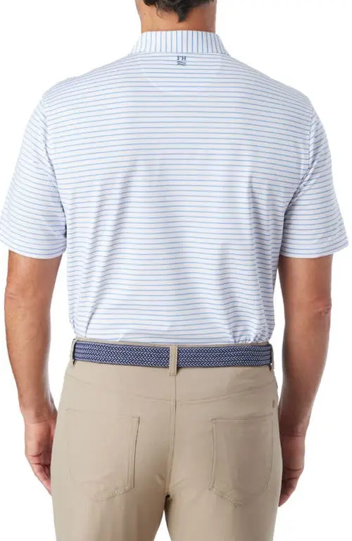 FAIR HARBOR Compass Print Polo - Light Blue Stripe
