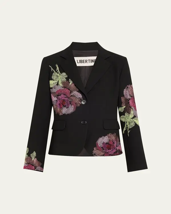 Libertine American Beauty Printed Short Blazer - Black