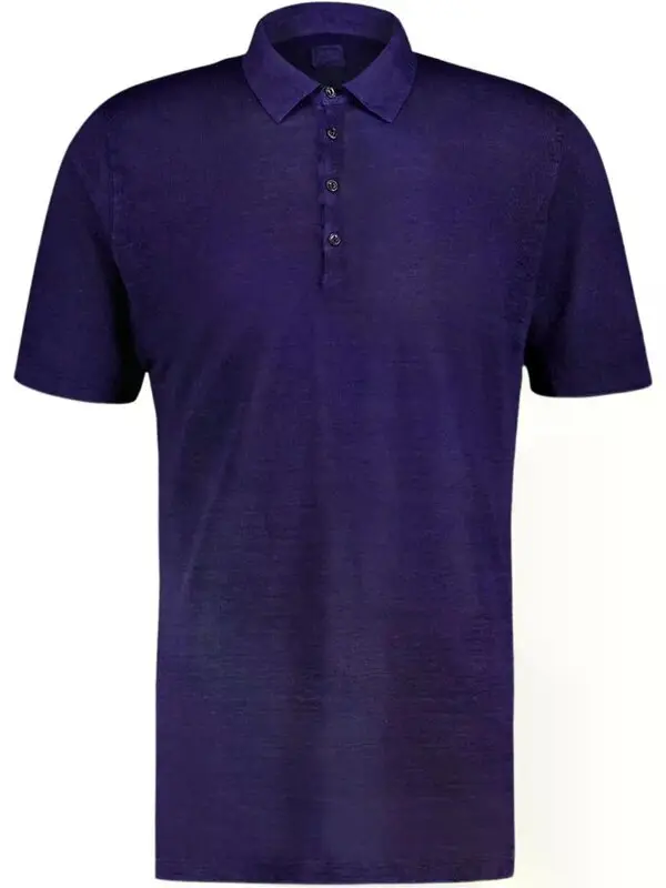 120% Lino Linen Polo Shirt - Blue