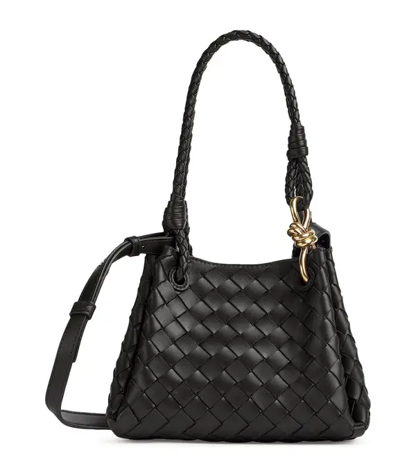 Bottega Veneta Small Leather Parachute Shoulder Bag - Black