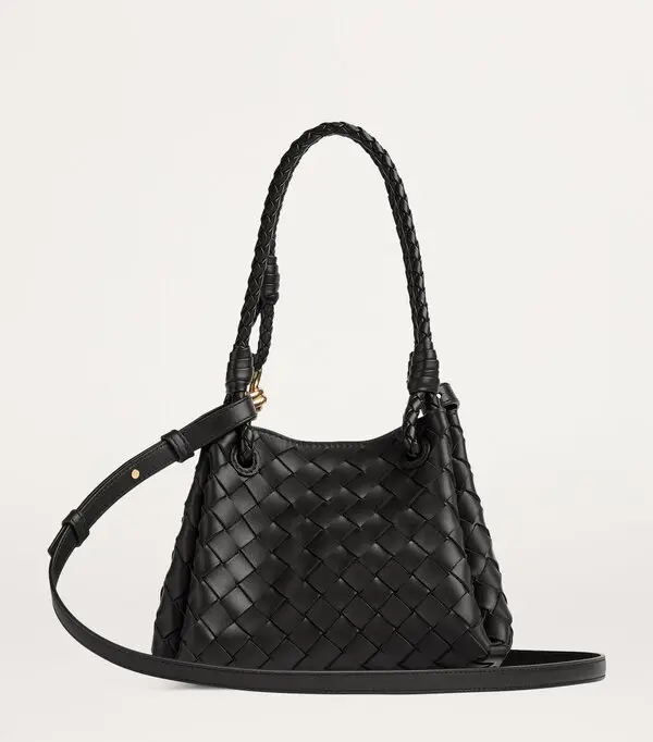 Bottega Veneta Small Leather Parachute Shoulder Bag - Black